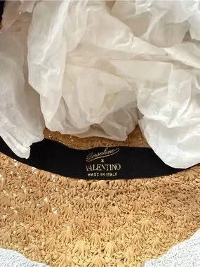 Valentino | Accessories | Valentino Tan Woven Straw Hat With Black ...